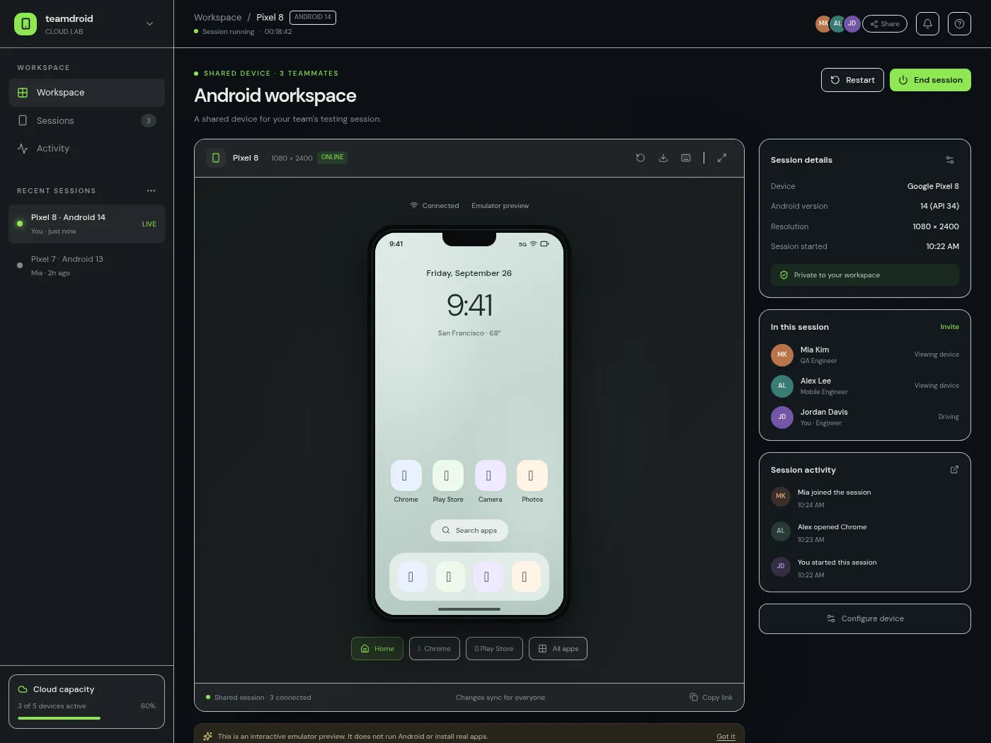 TeamDroid Cloud Emulator