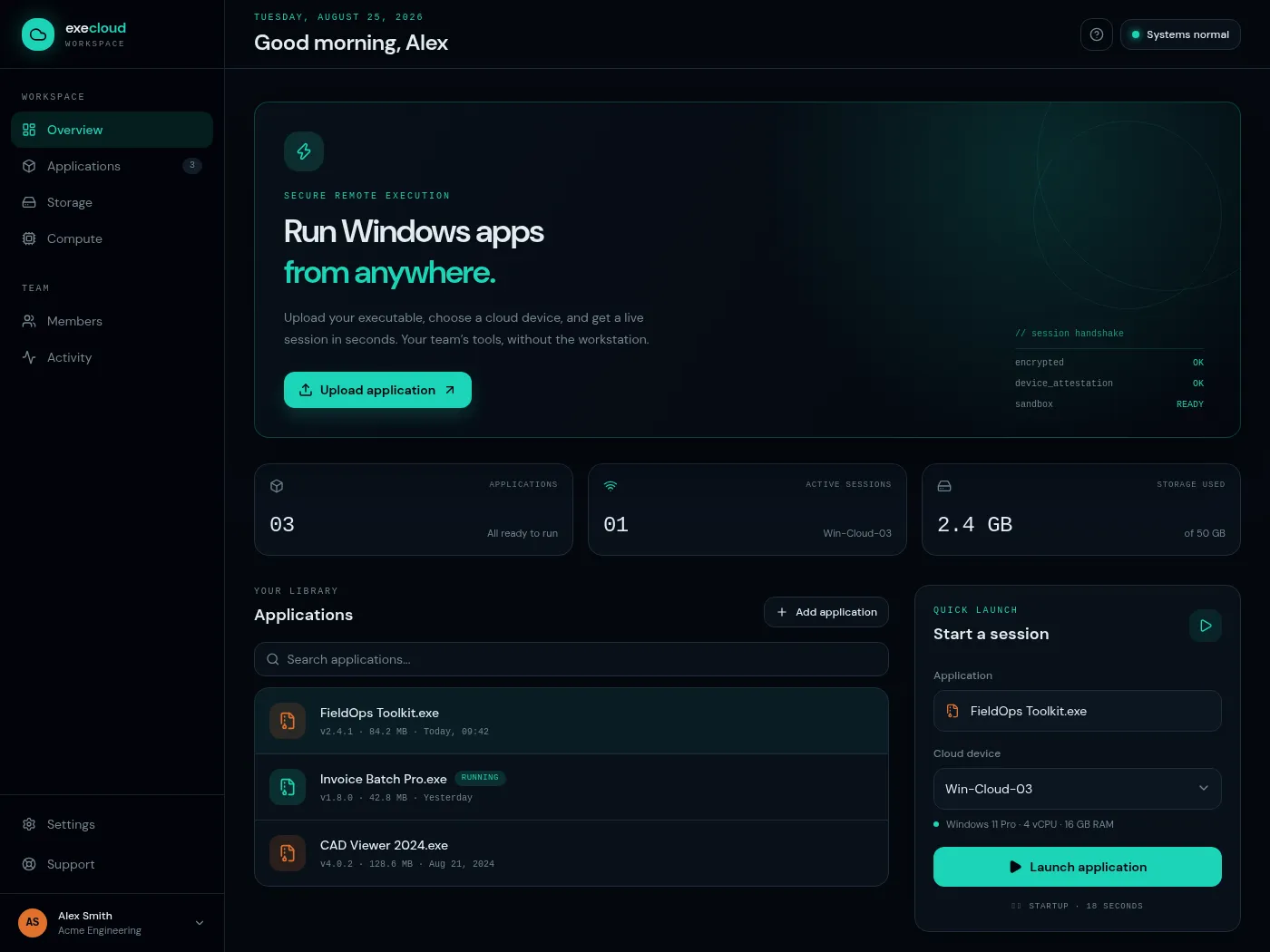 ExeCloud Workspace