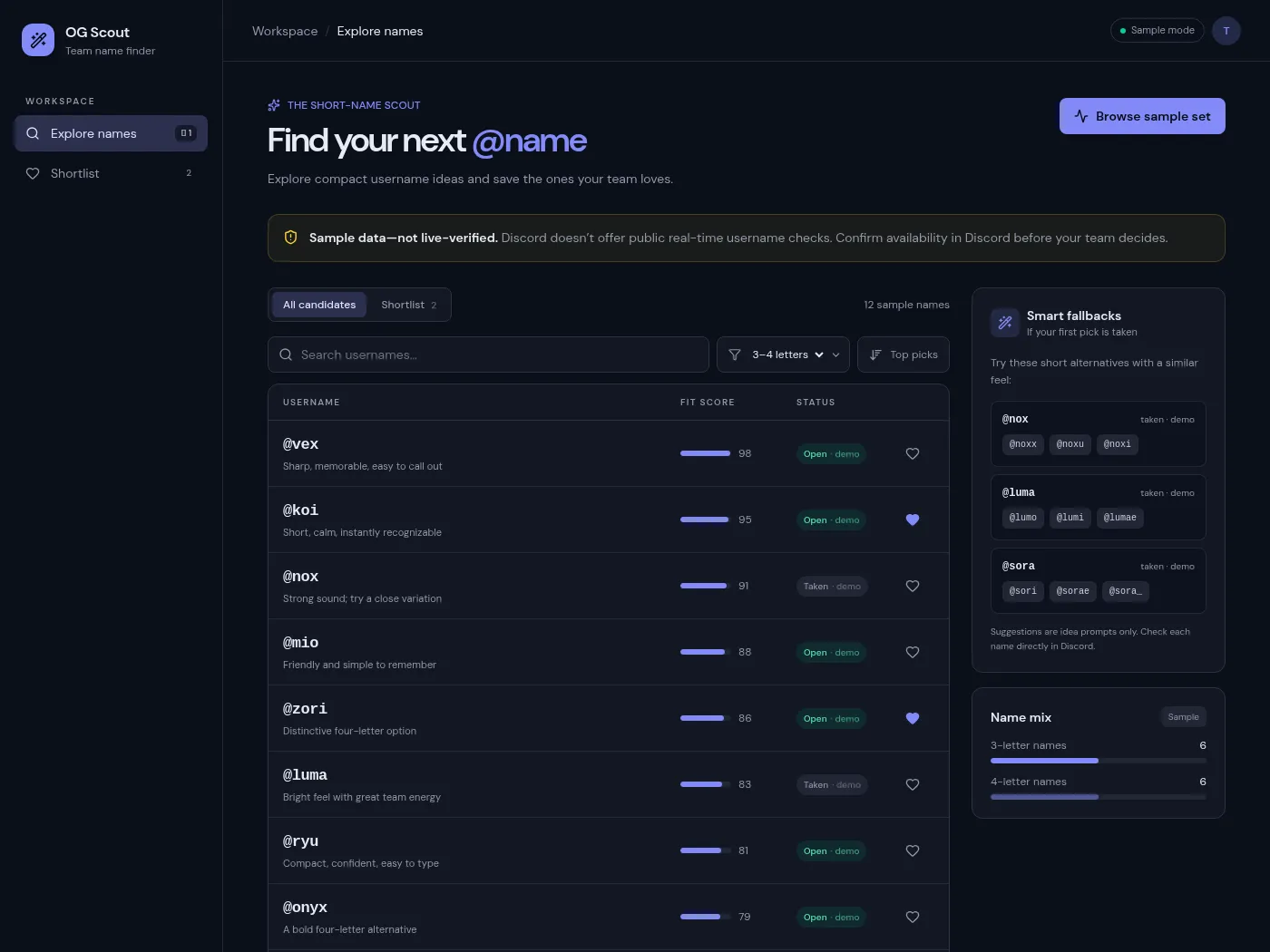 Discord OG Name Finder
