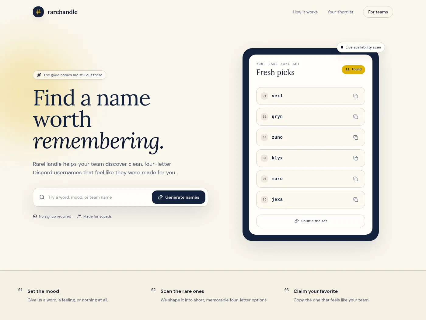 RareHandle Finder