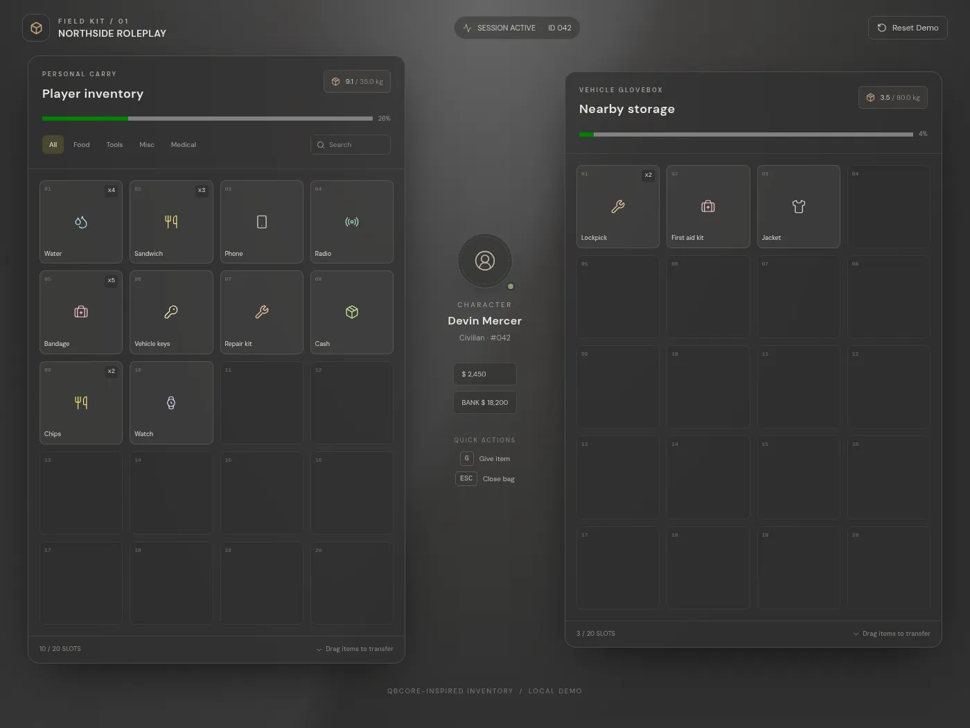 QBCore Inventory Script