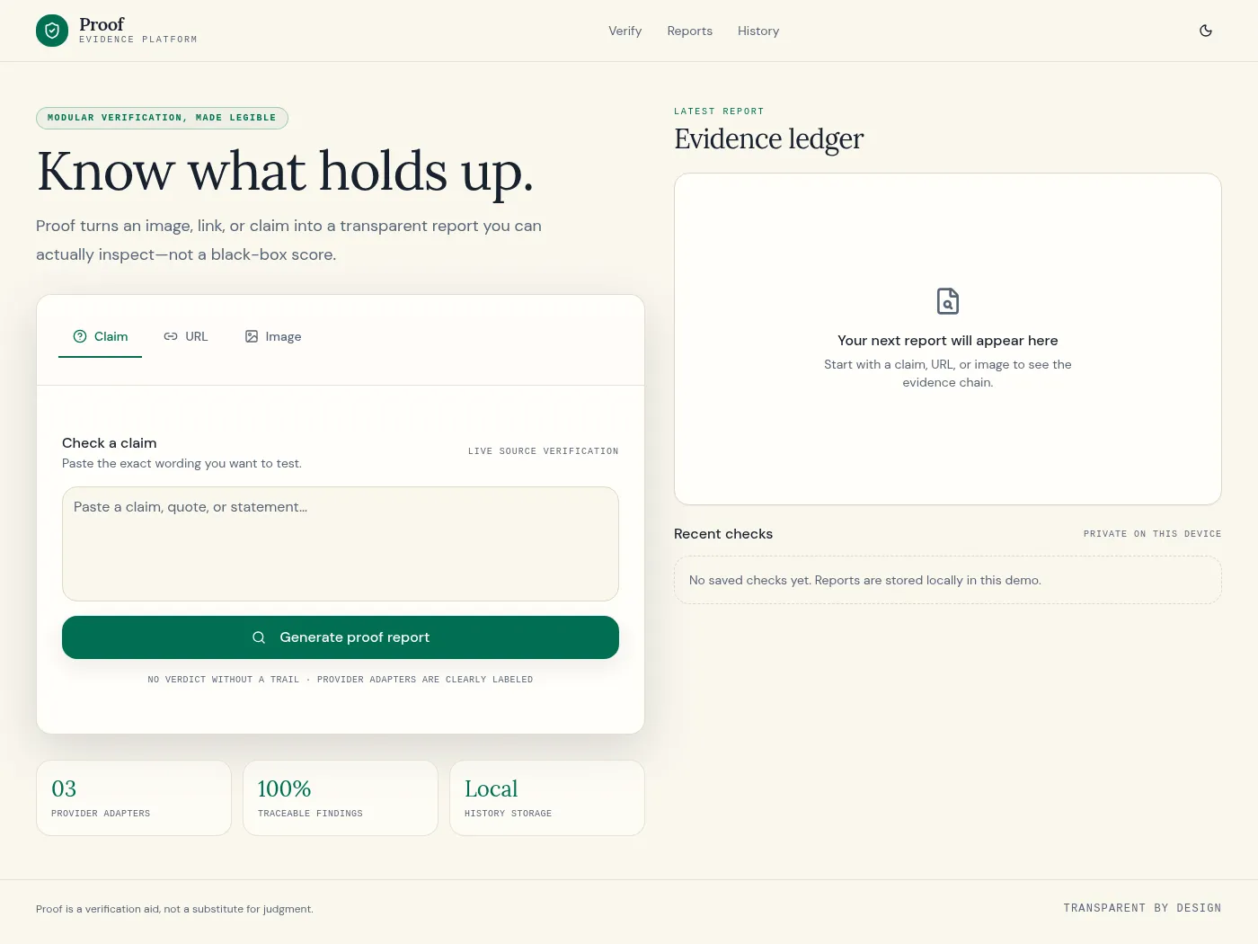 Proof Evidence Platform