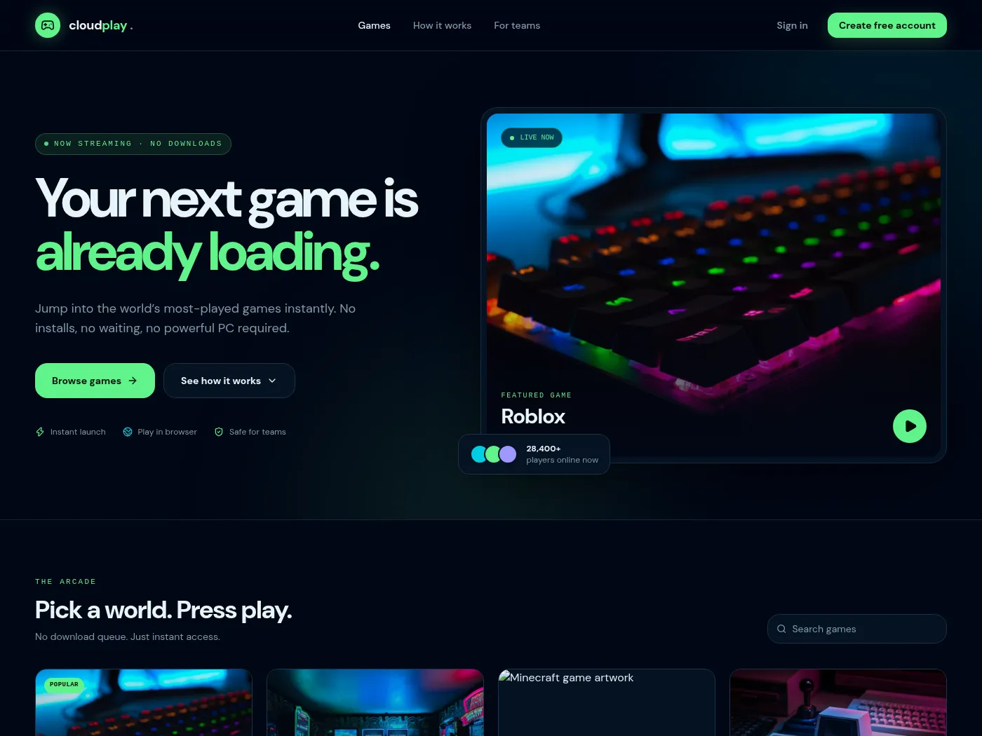 CloudPlay Gaming Portal