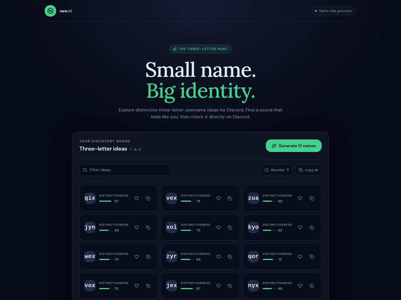 Rare Discord Name Finder