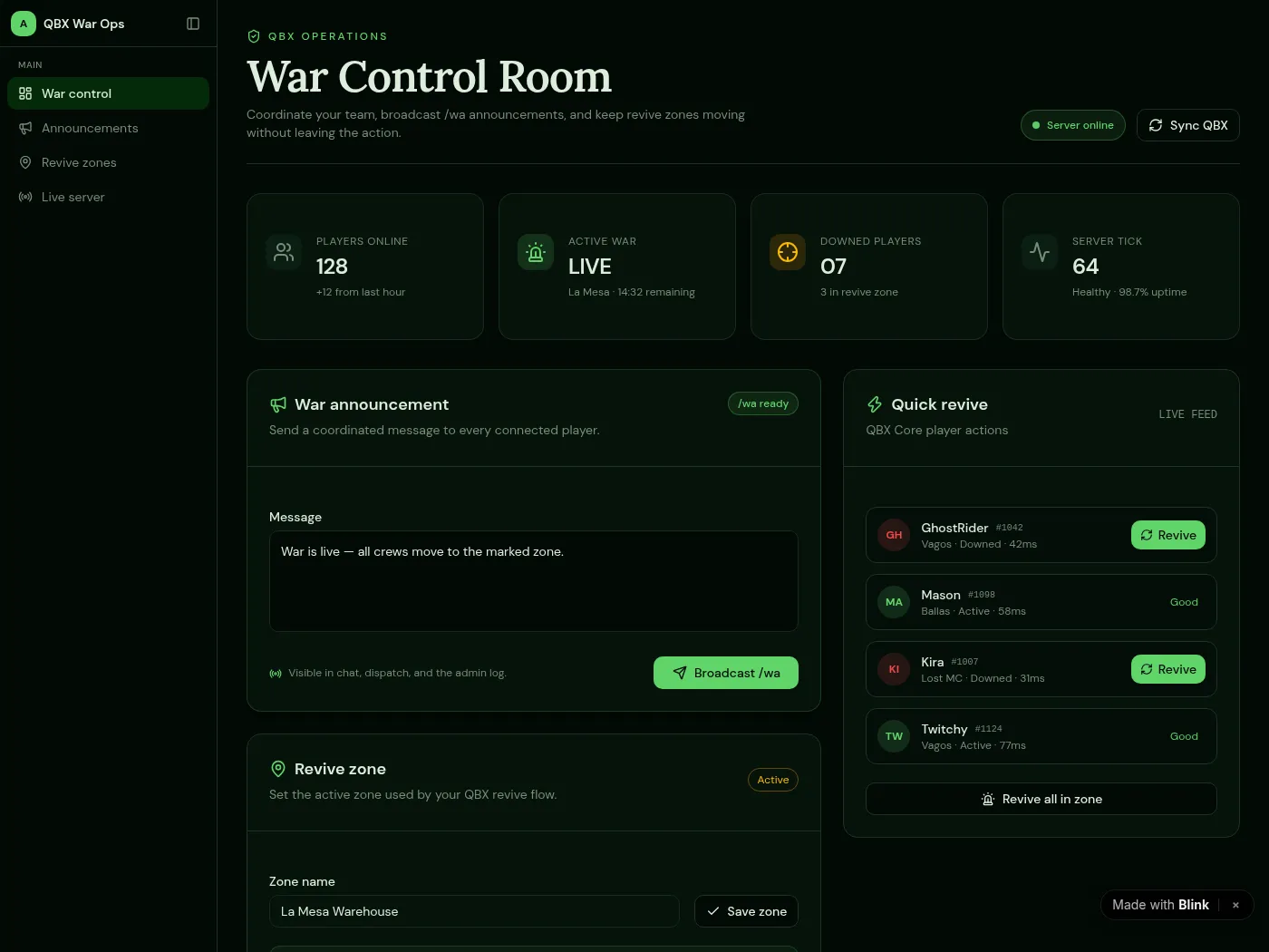 FiveM War Admin Panel