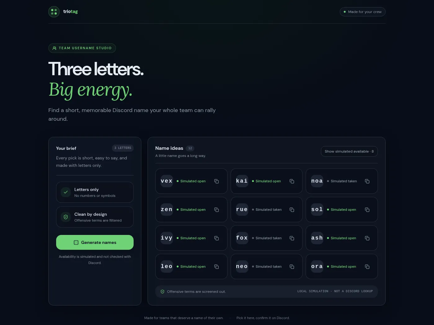 TrioTag Discord Usernames