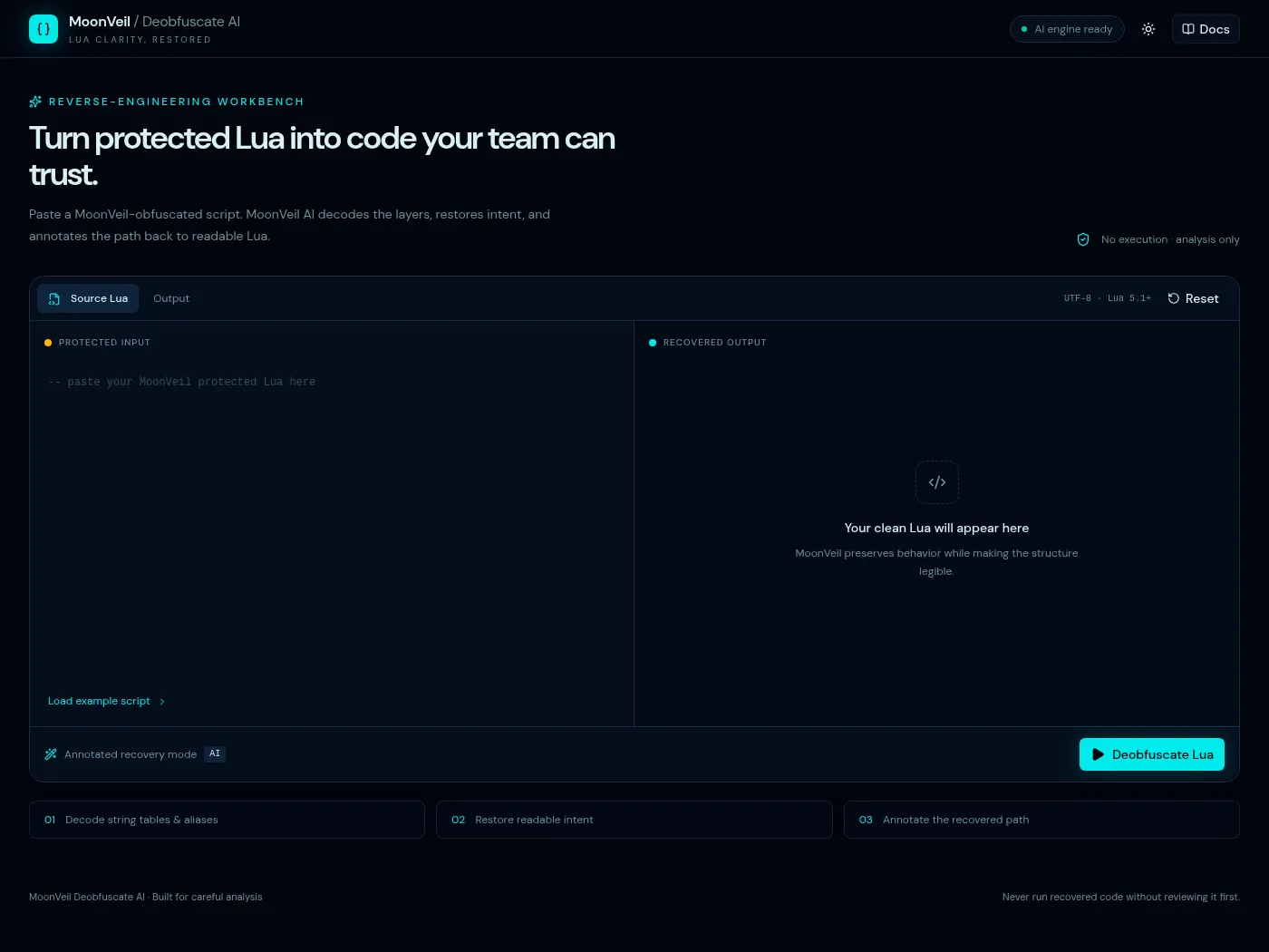 MoonVeil Deobfuscate AI