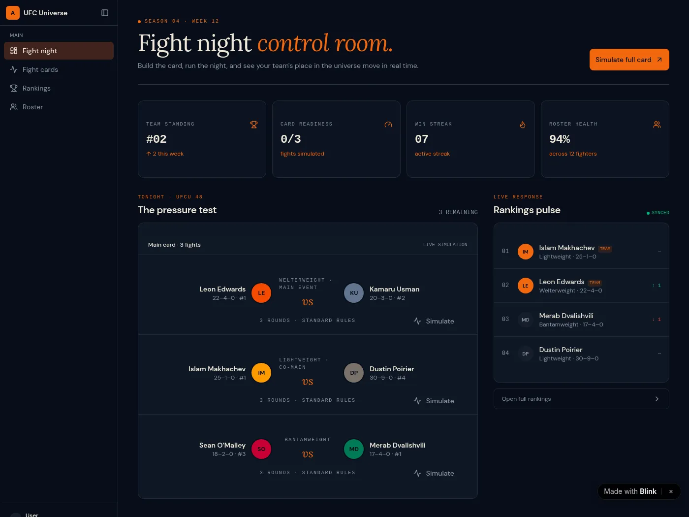 UFC Universe Manager
