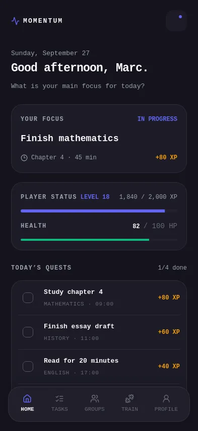 Momentum Productivity RPG
