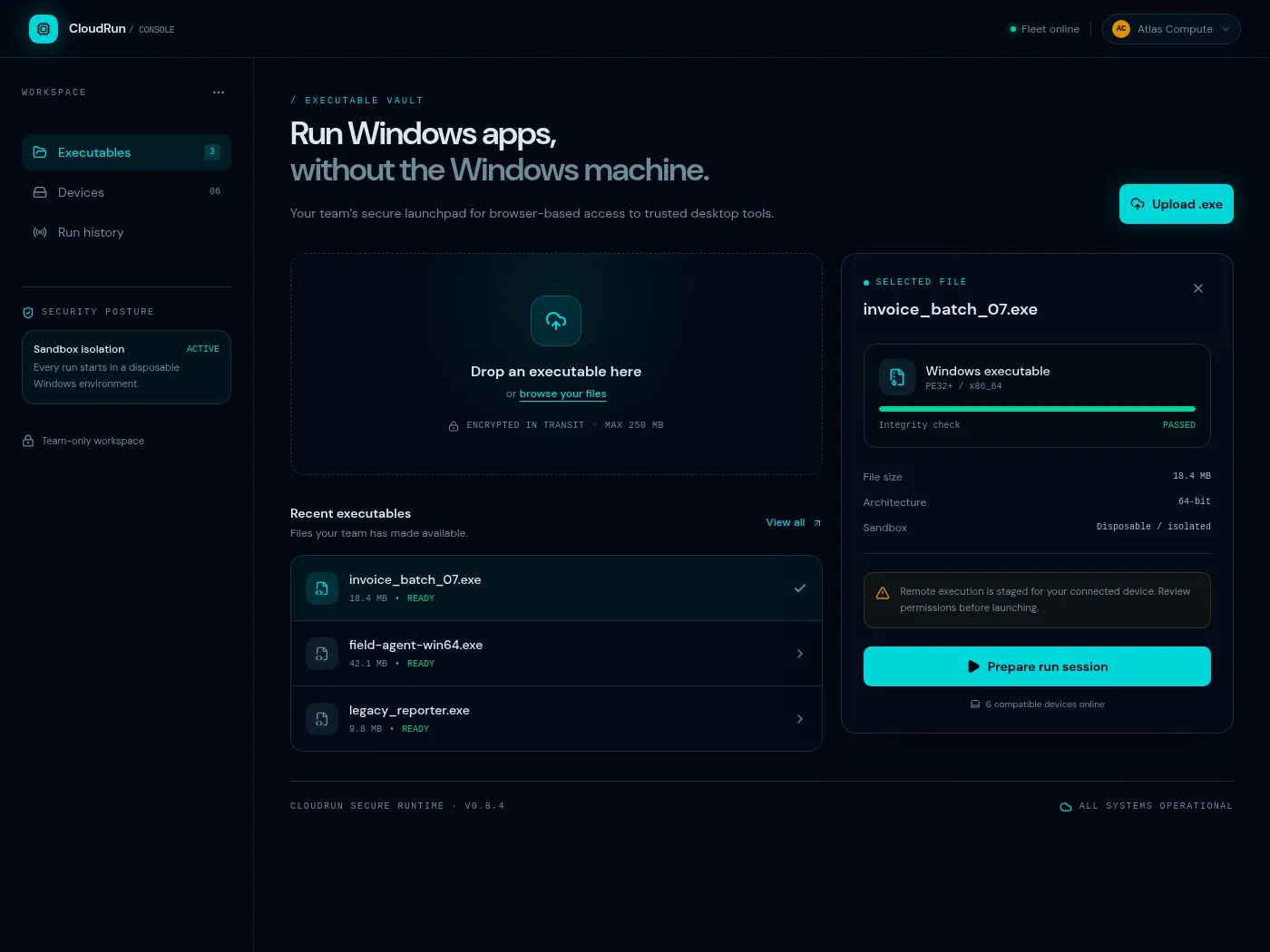 CloudRun EXE Platform