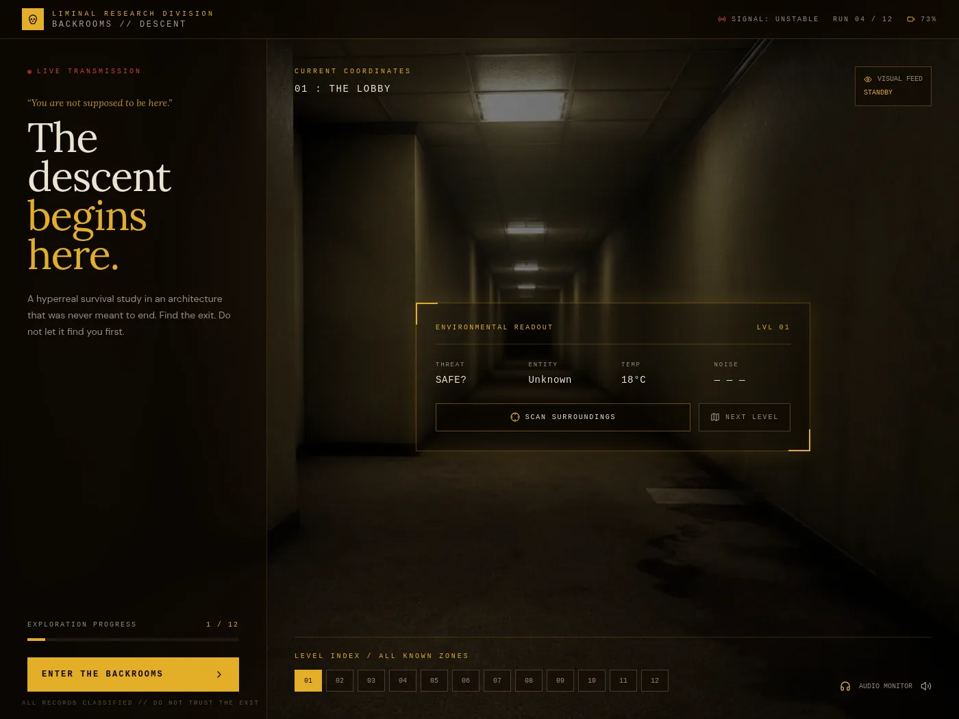 Hyperreal Backrooms Game