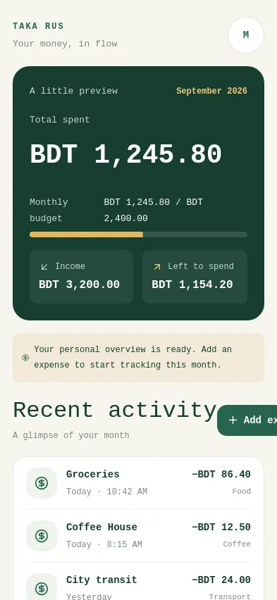 Taka Rus Budget Tracker