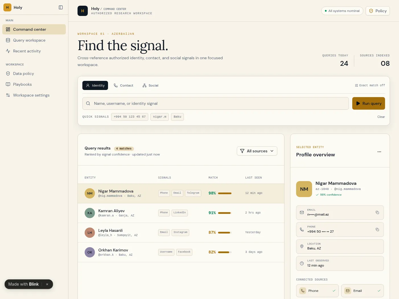 DataFinder Dashboard