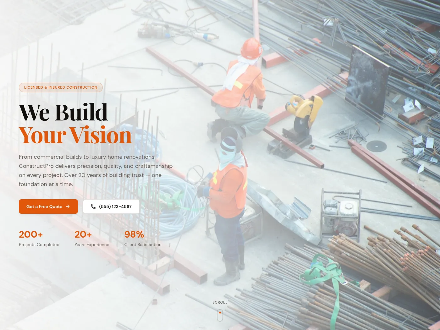ConstructPro Landing Page