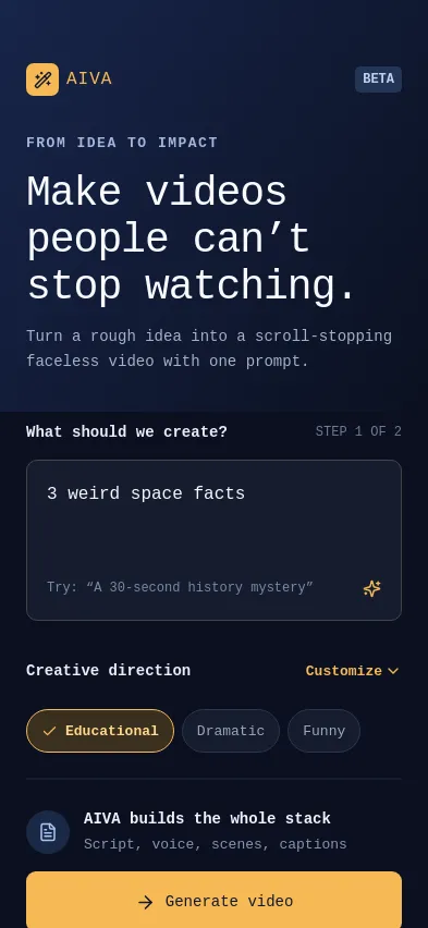 AIVA: Faceless Video Creator