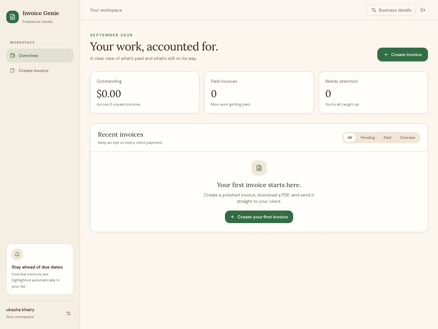 Freelancer Invoice Genie