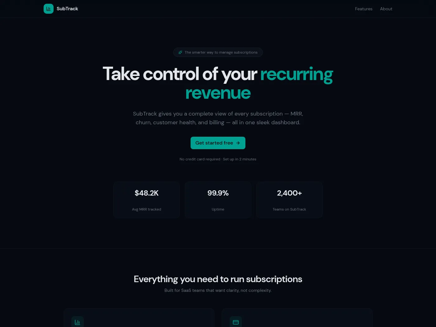 SubTrack Dashboard