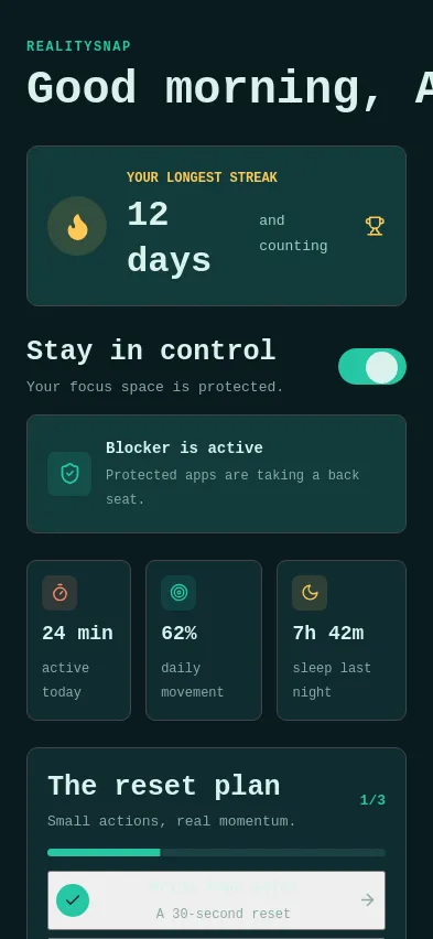 RealitySnap Wellness App