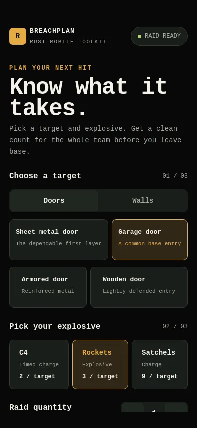 Rust Raid Calc Mobile