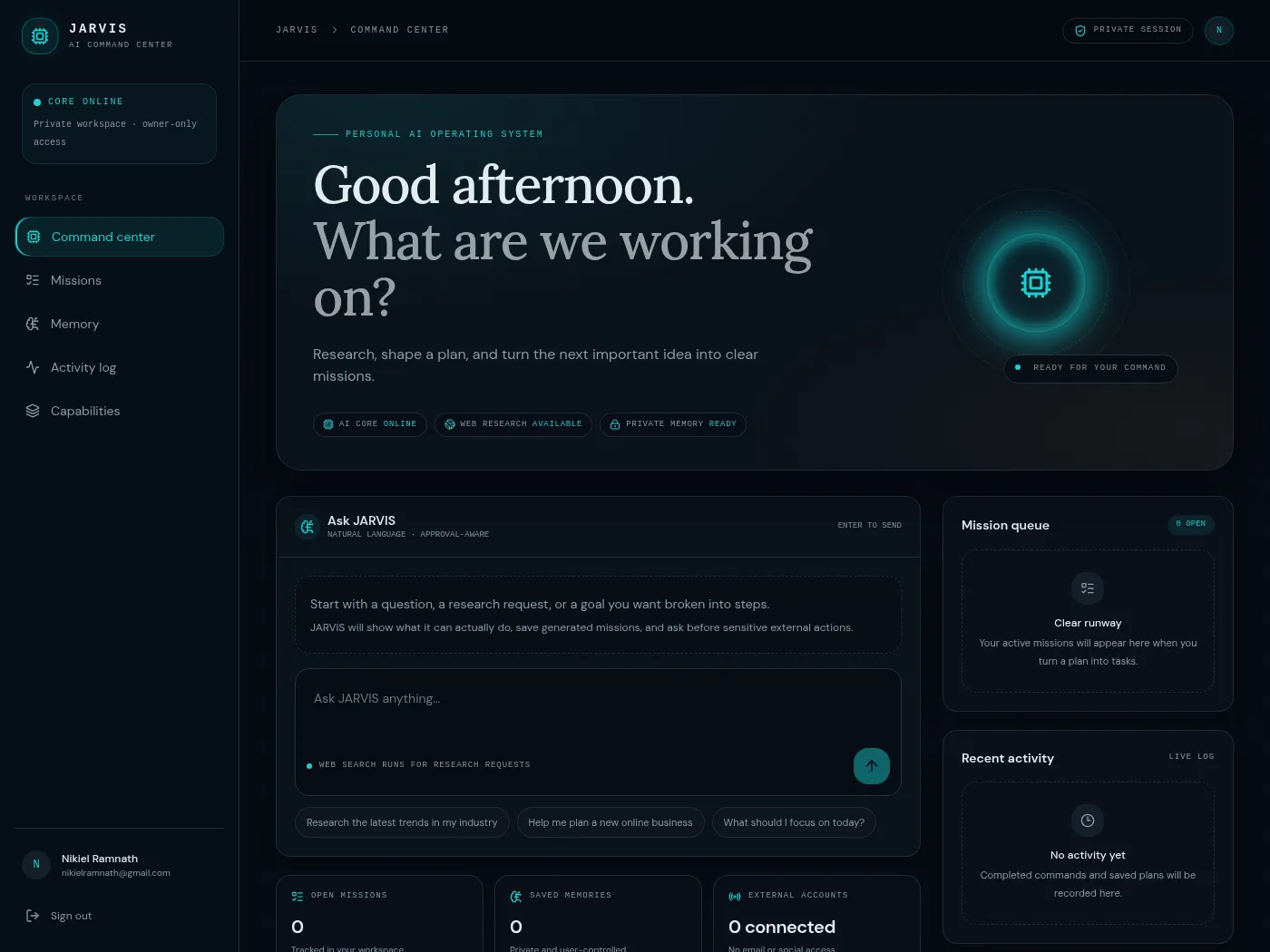JARVIS AI Command Center