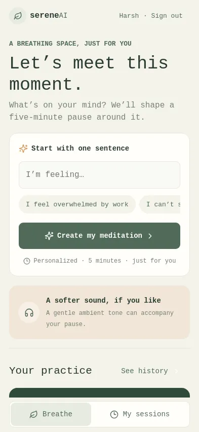 SereneAI Meditation App