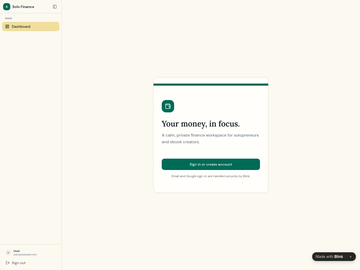 Solo Finance Dashboard
