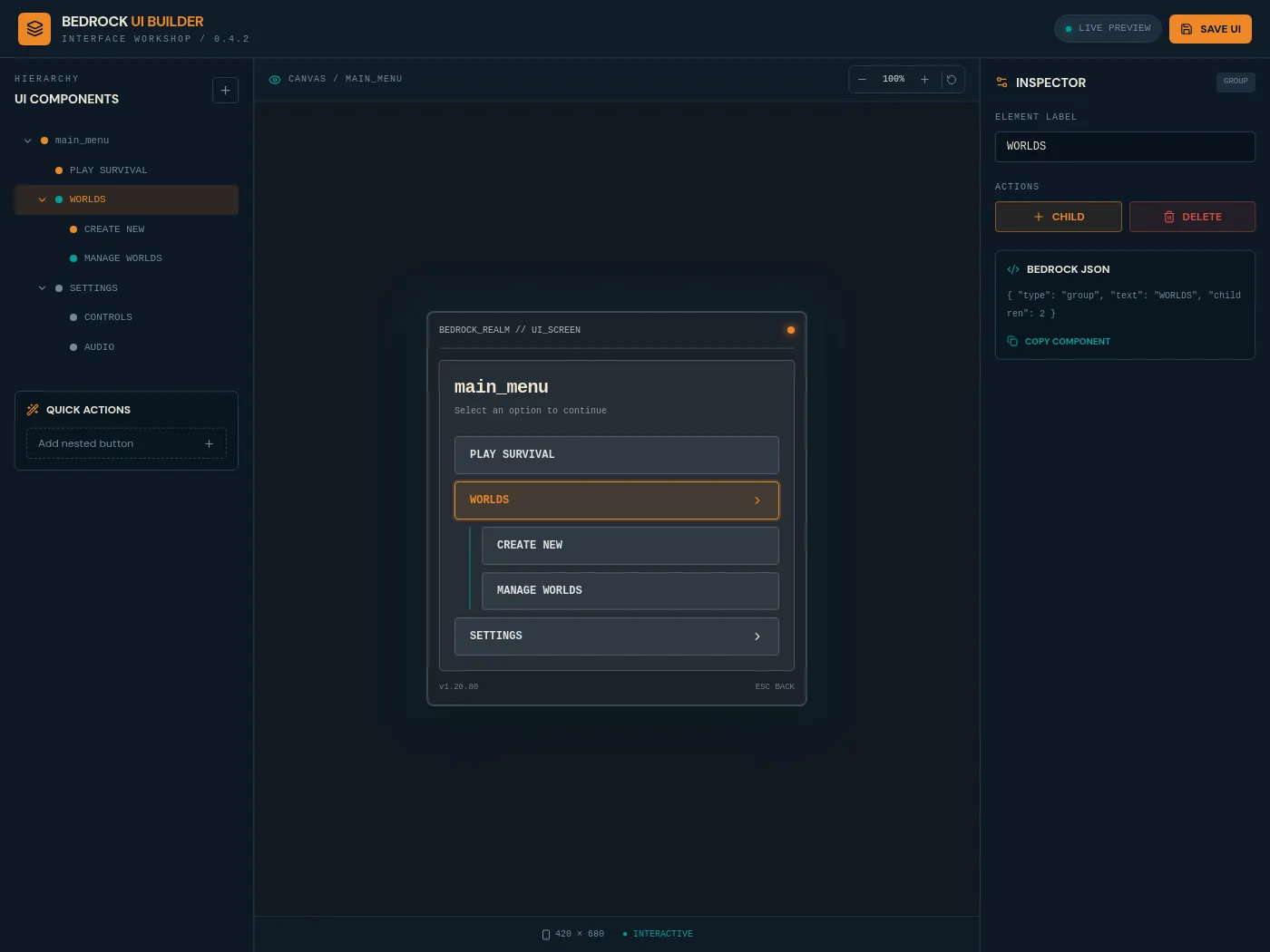 Bedrock UI Builder