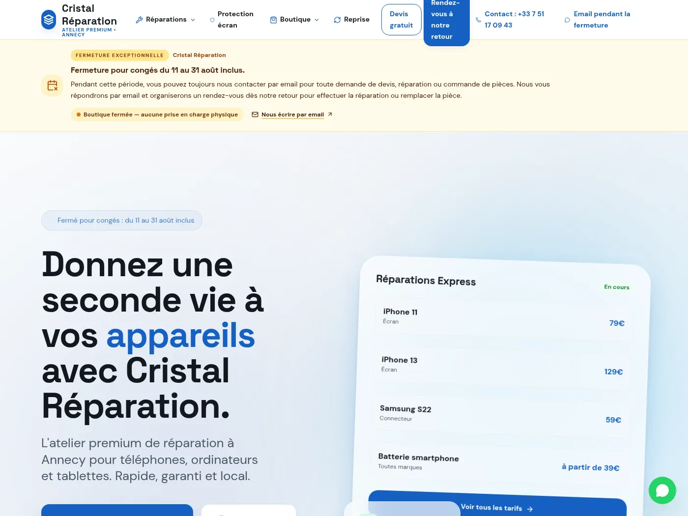 Cristal Réparation Web Pro