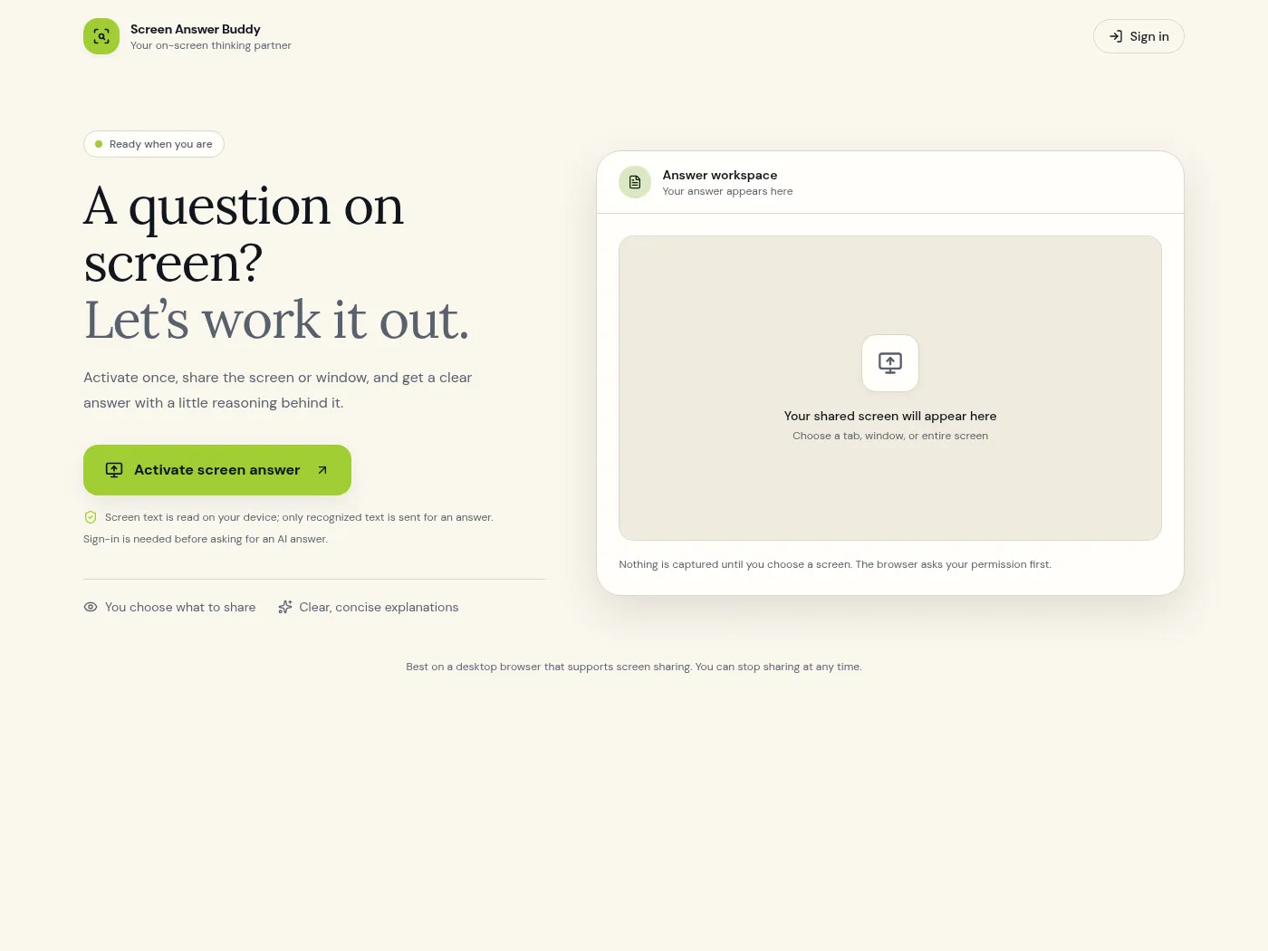Screen Answer Buddy