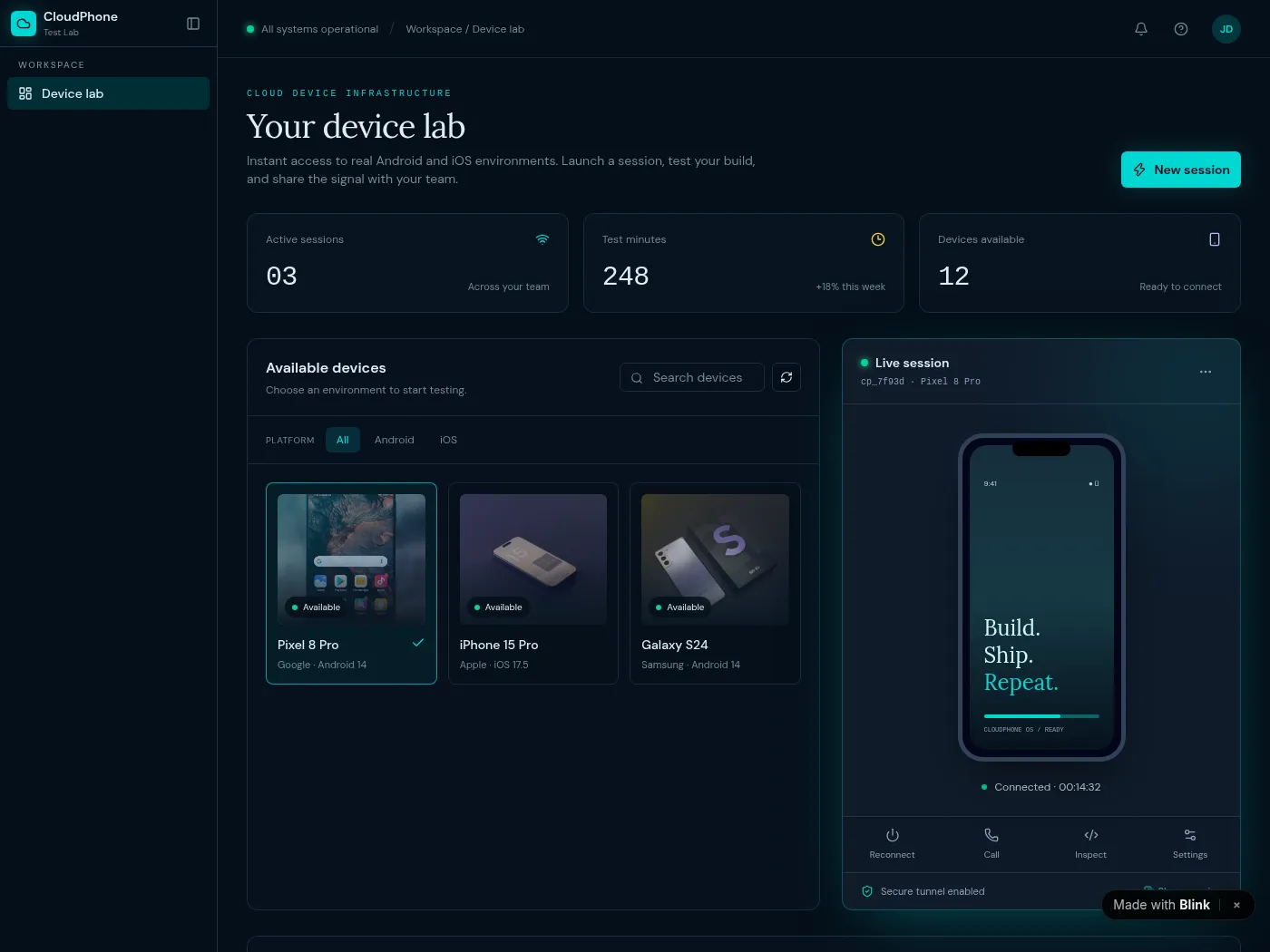 CloudPhone Test Lab