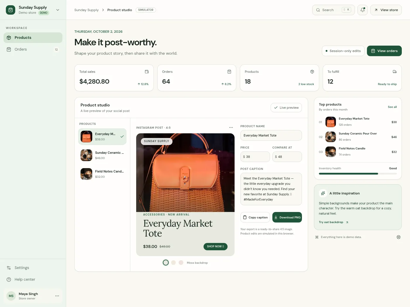 Shopify Dashboard Simulator