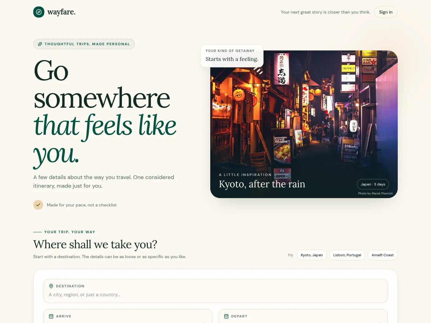 AI Trip Planner Webform