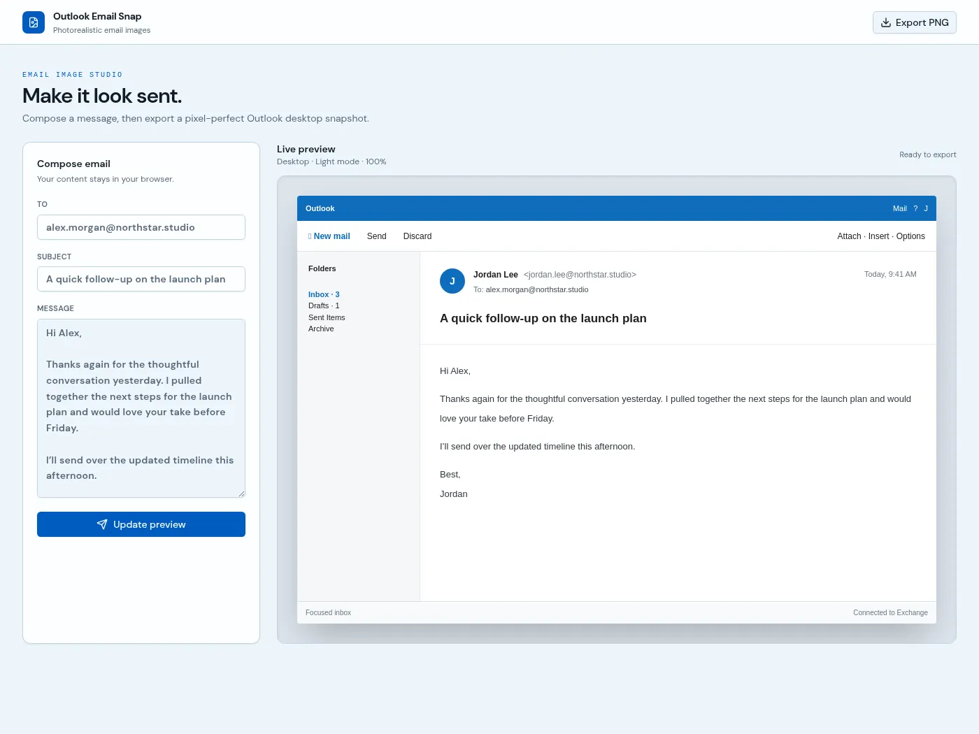 Outlook Email Snap