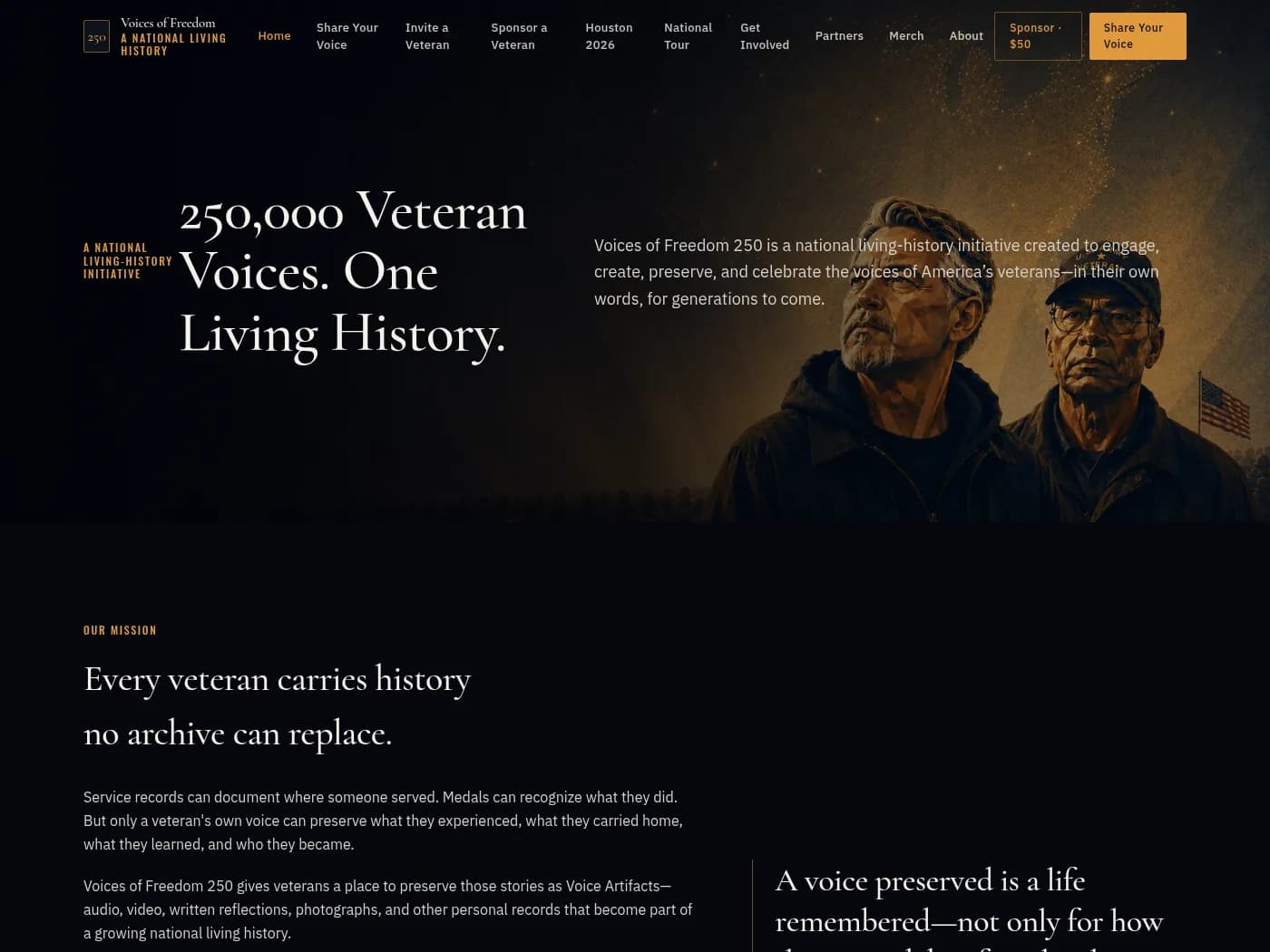 Voices of Freedom 250 Website