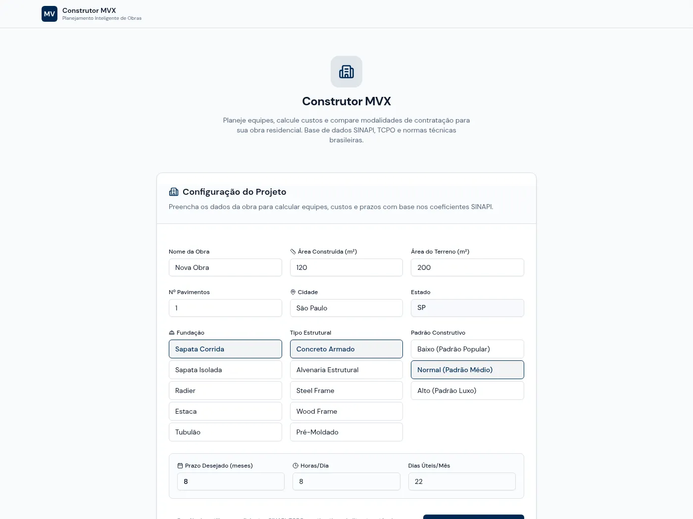 Construtor MVX Planner