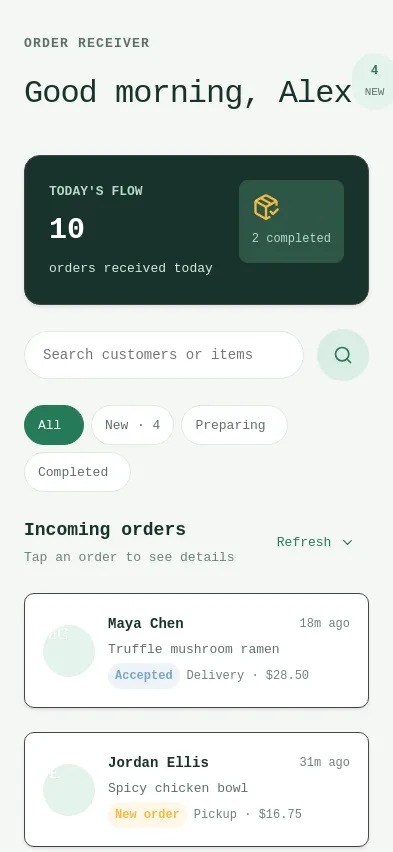 OrderReceiver Mobile