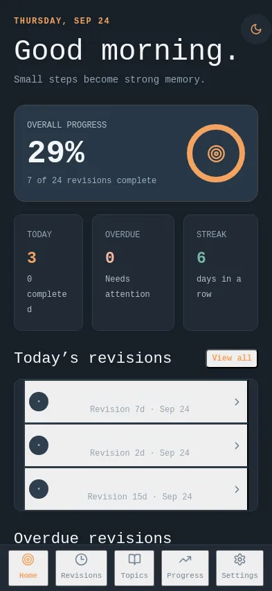 StudyFlow – Revision Tracker