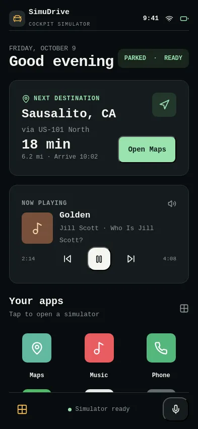 SimuCarPlay Dashboard