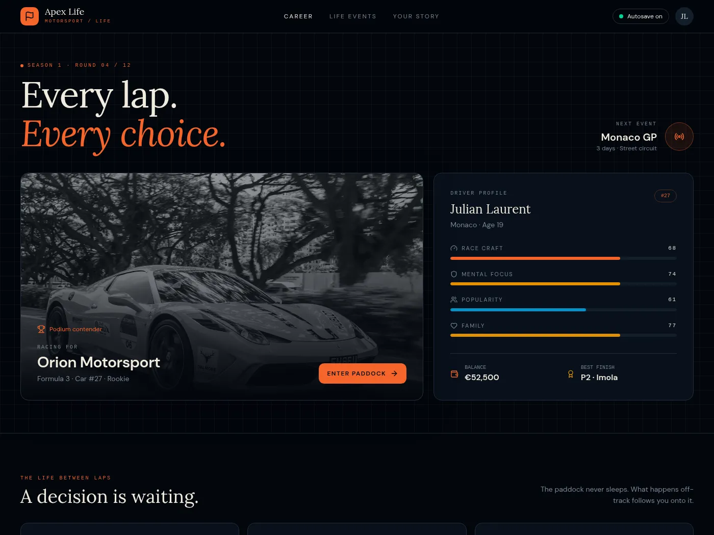 Motorsport Life Simulator