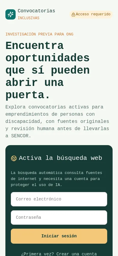 Convocatorias Inclusivas Móvil