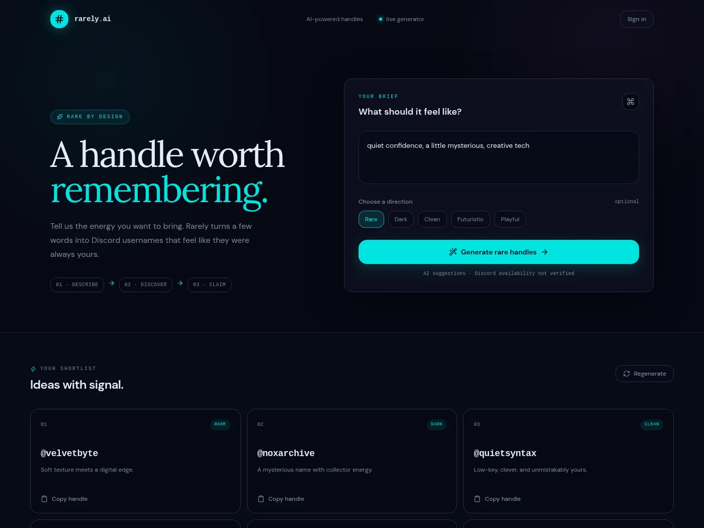 Rare Discord AI Handle Finder