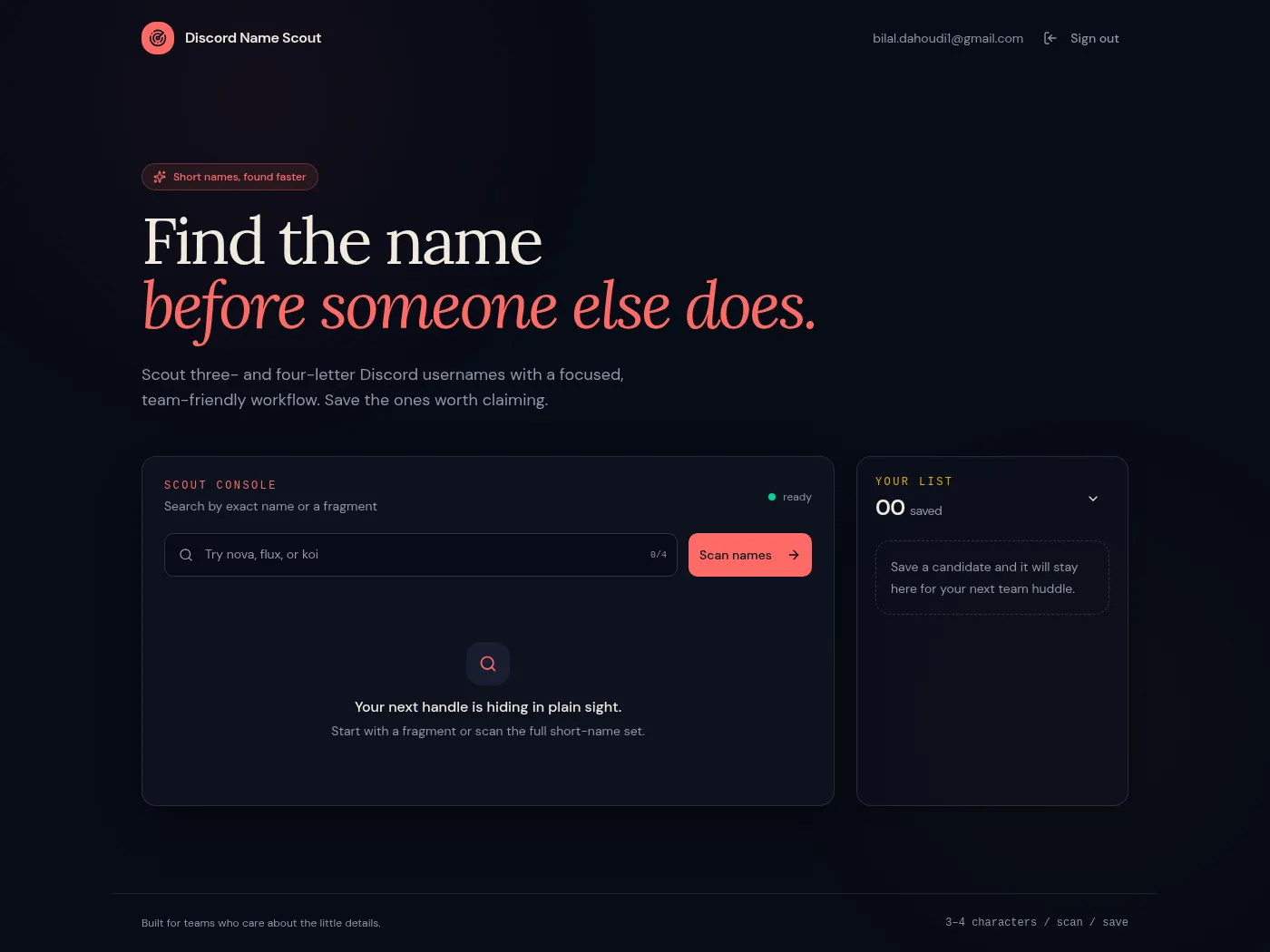 Discord Name Scout