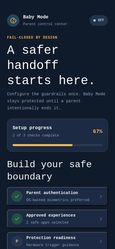 Baby Mode Mobile Lock