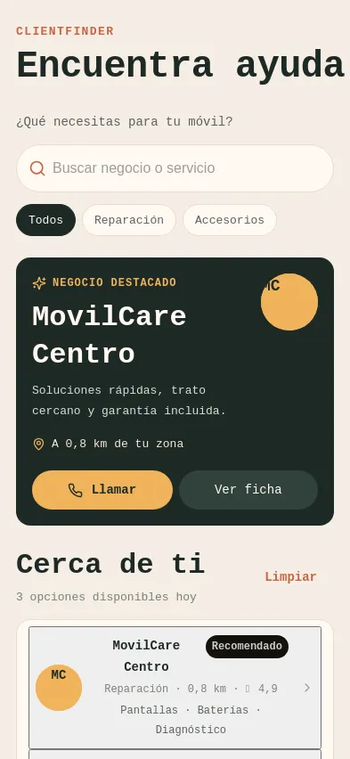 ClientFinder Móvil