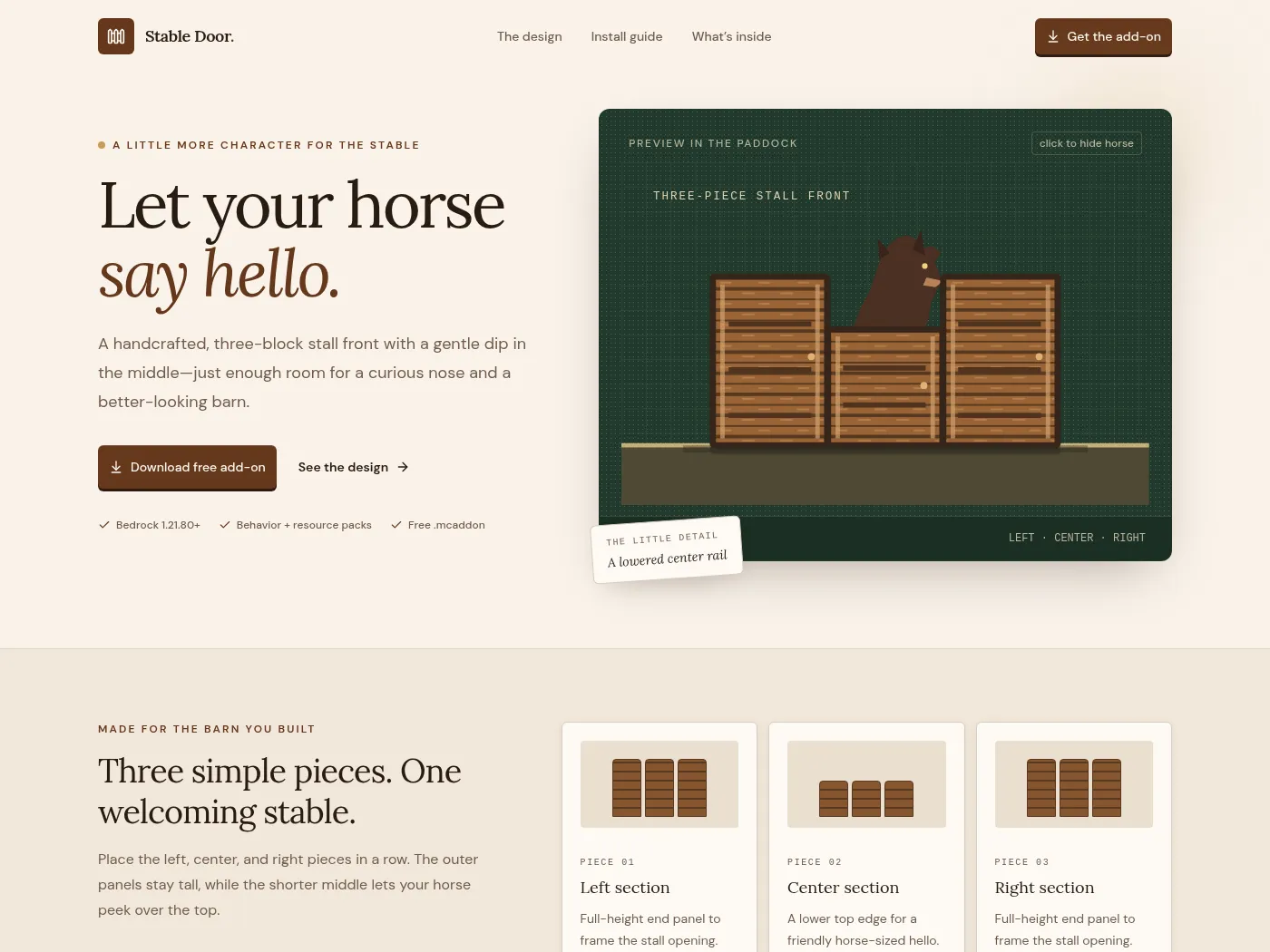 Bedrock Horse Stall Addon