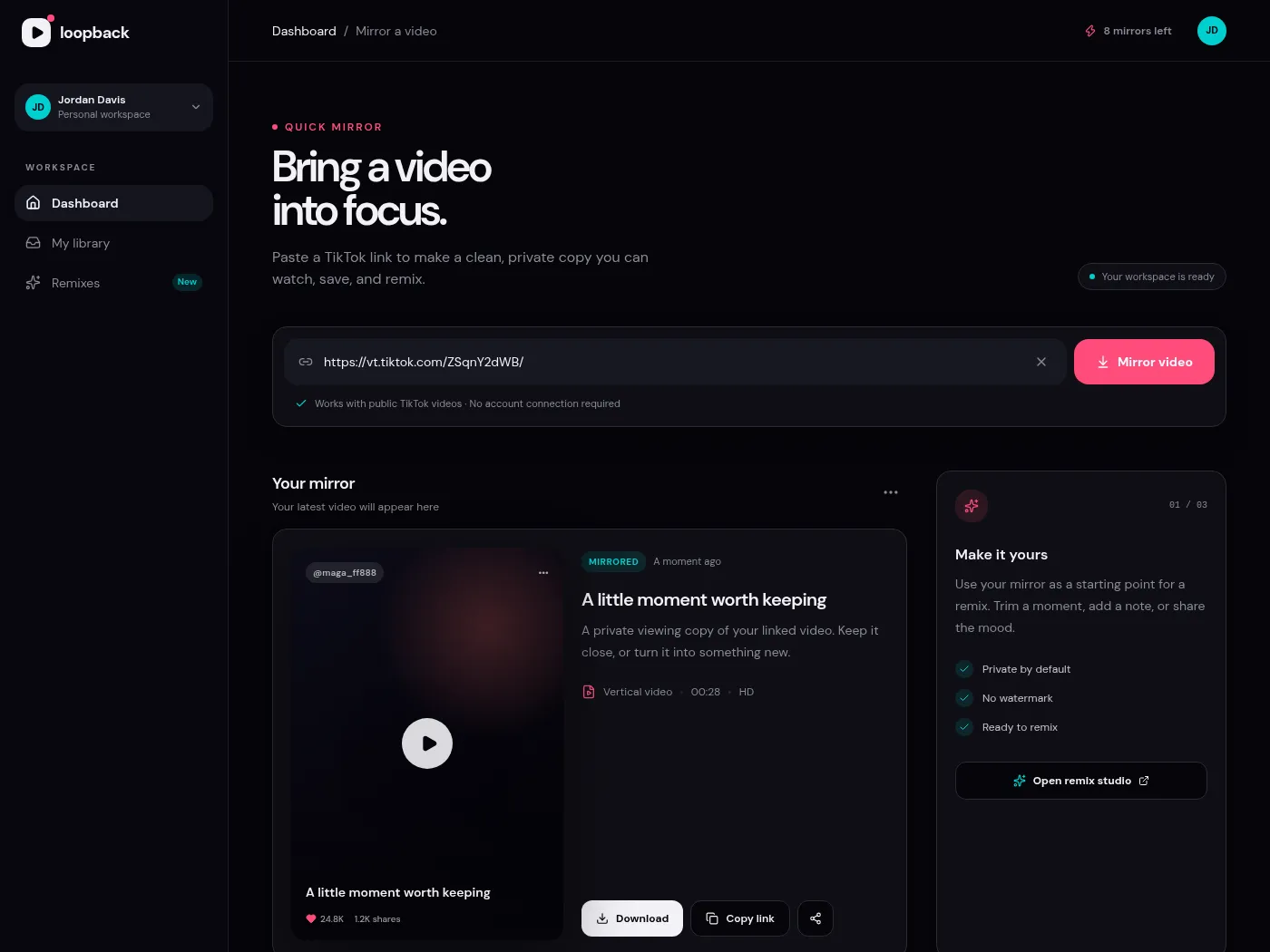 TikTok Video Mirror