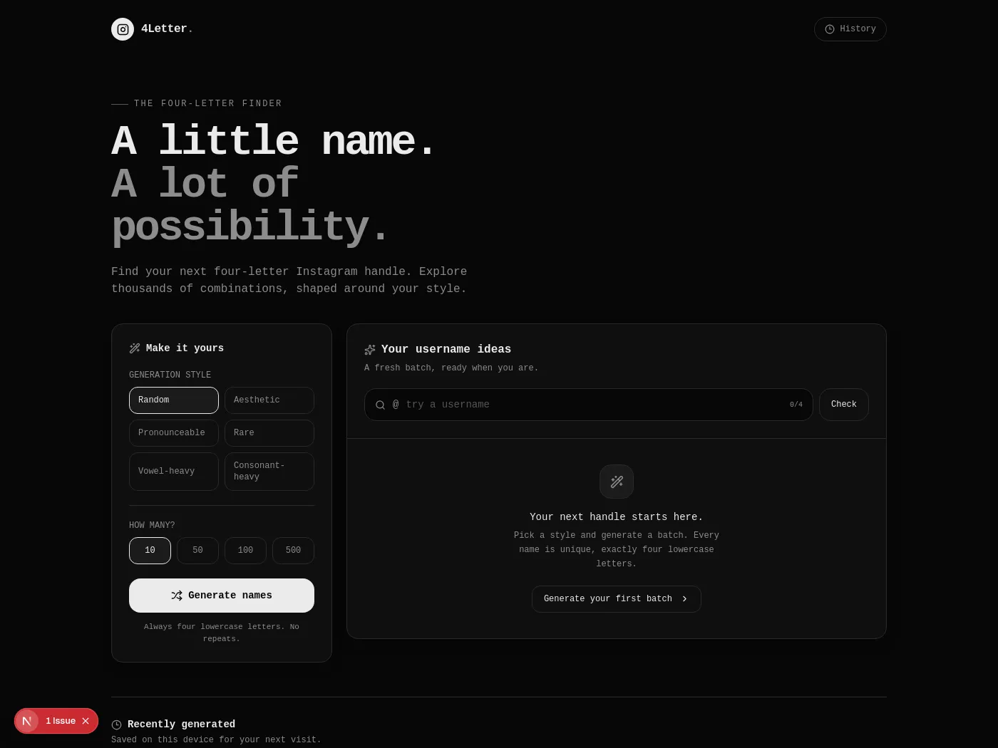 4Letter Insta Checker