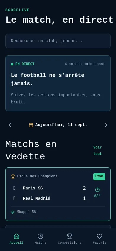 ScoreLive Mobile App