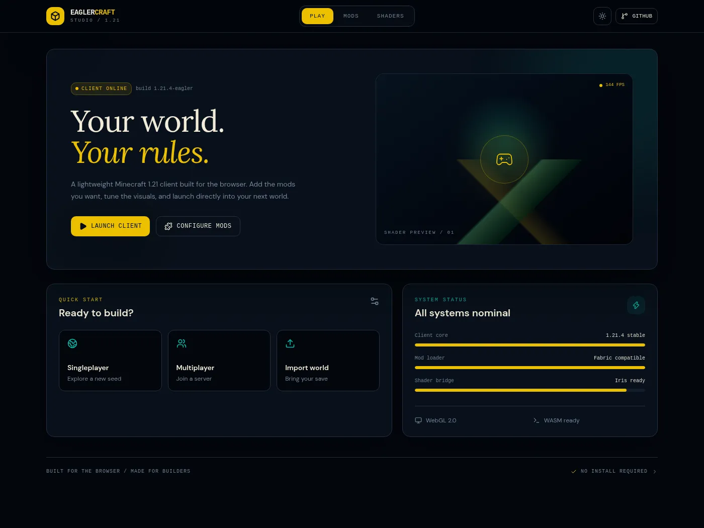 Eaglercraft Custom Web Client