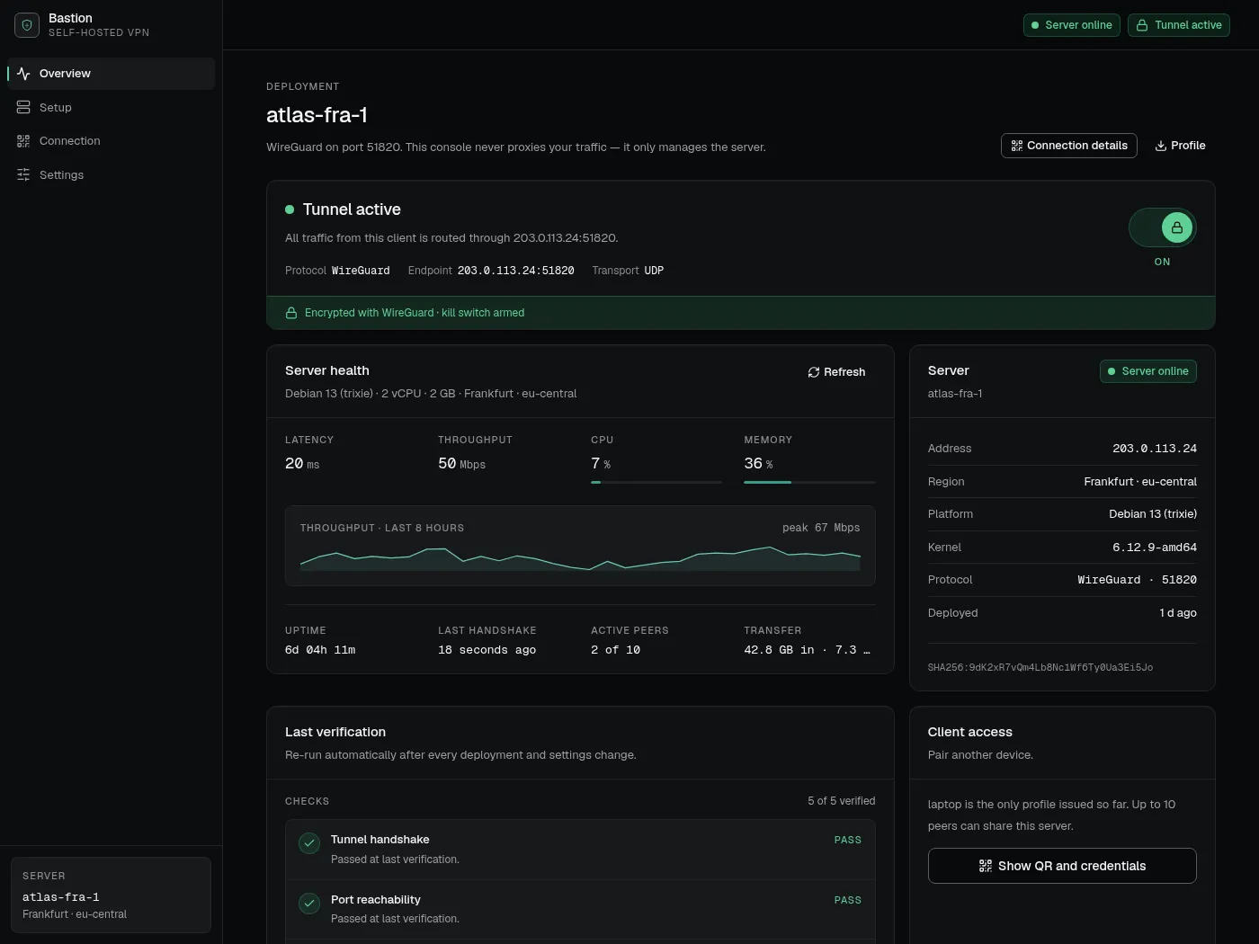 Bastion VPN Dashboard